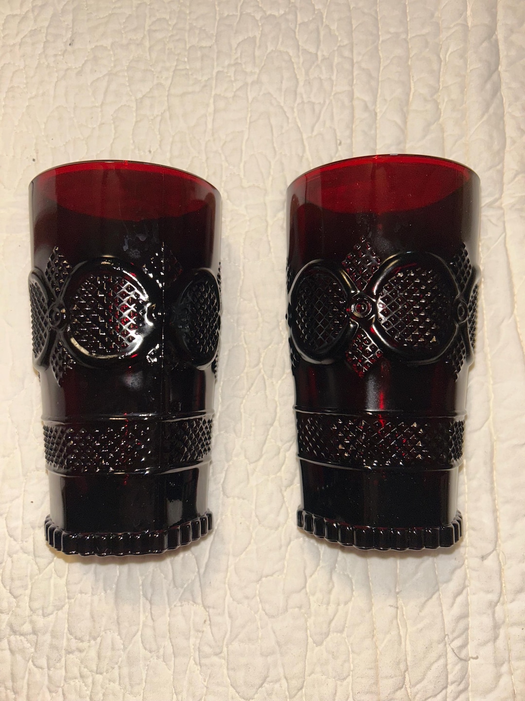 VINTAGE Avon Ruby Red 1876 CAPE COD Collection Tall Beverage Glass Set ...