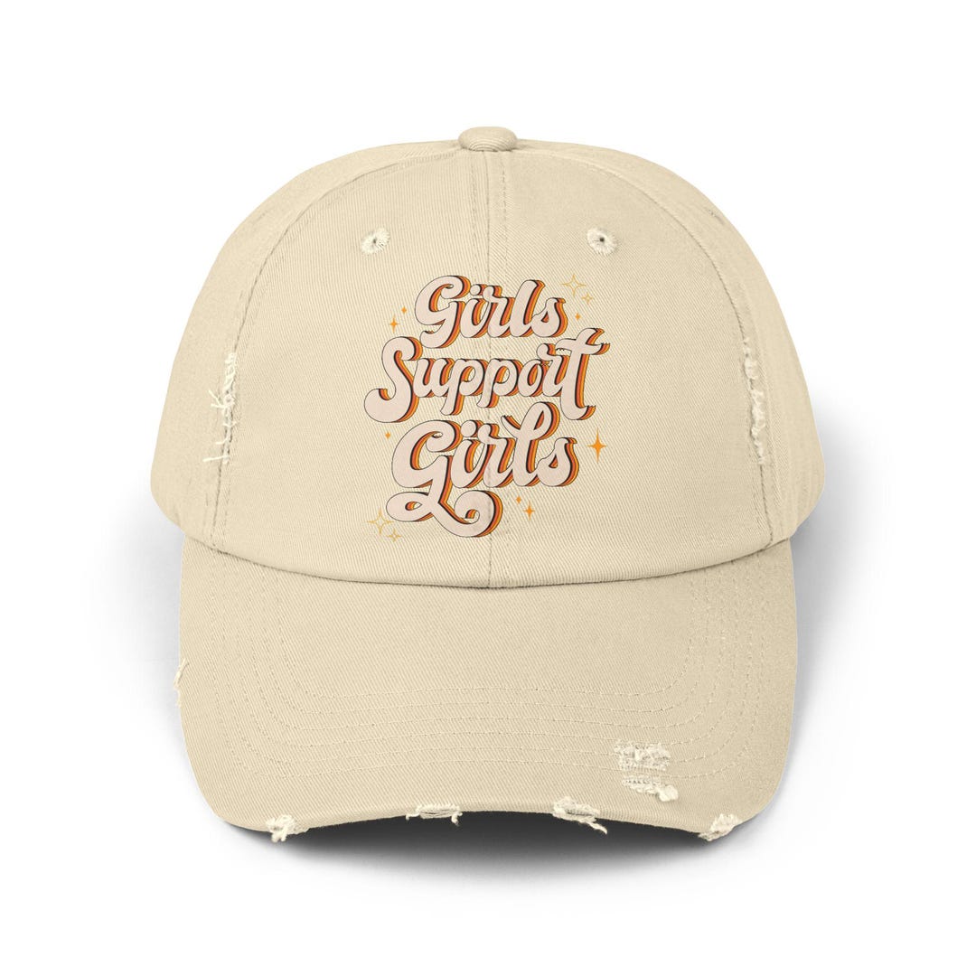 Girls Support Girls Distressed Cap, Cute Casual Hat, Gift for Friends ...