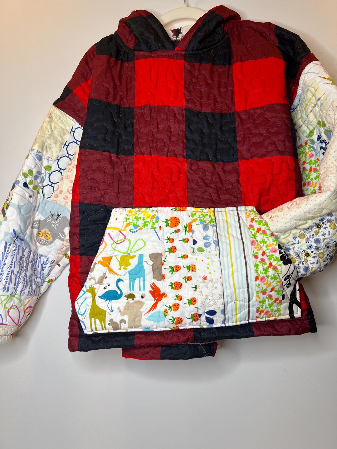 Oversized Hoodie - Made Using Repurposed Buffalo Plaid Quilted Blanket ...
