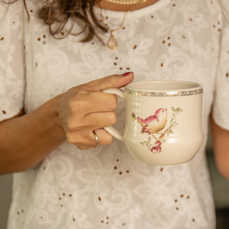 Handmade Ceramic Coffee Mug: Bird Design, 12 Oz Stoneware - Etsy