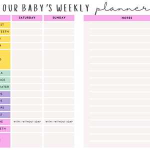 Editable Baby Weekly Planner Template Customizable Baby Schedule for ...