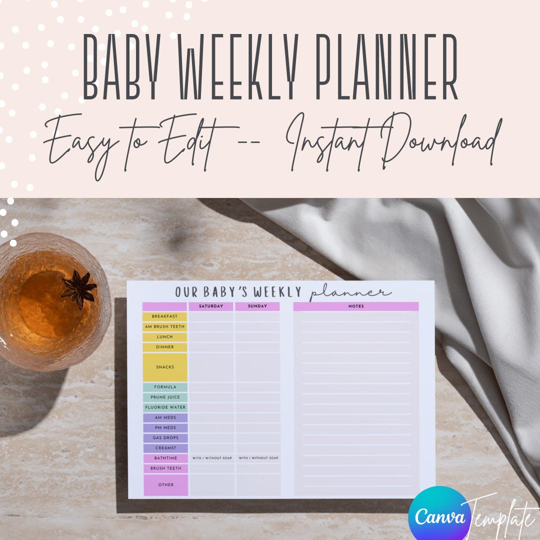 Editable Baby Weekly Planner Template | Customizable Baby Schedule for ...