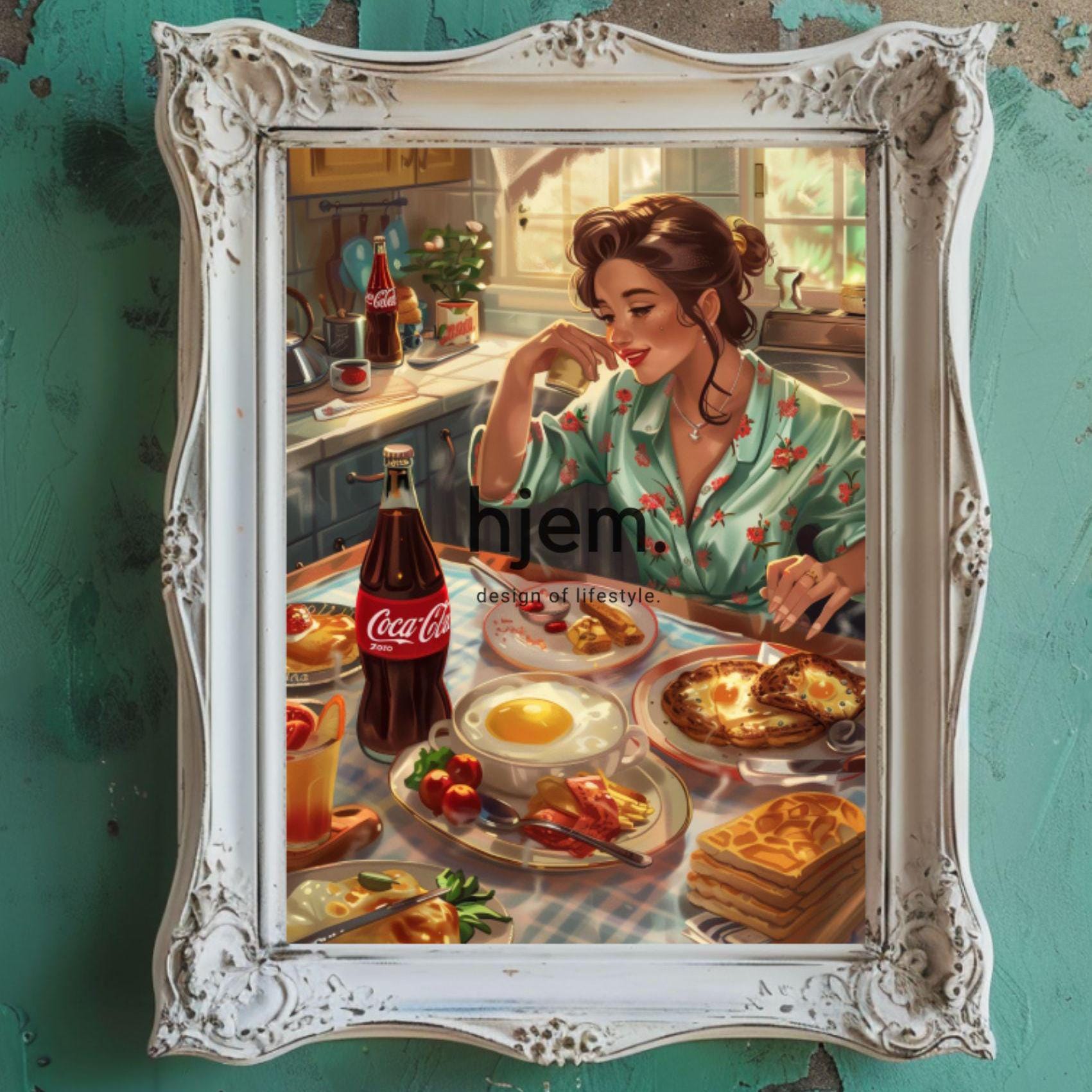 Vintage-style Breakfast Art Print | Retro Kitchen Illustration Cola ...
