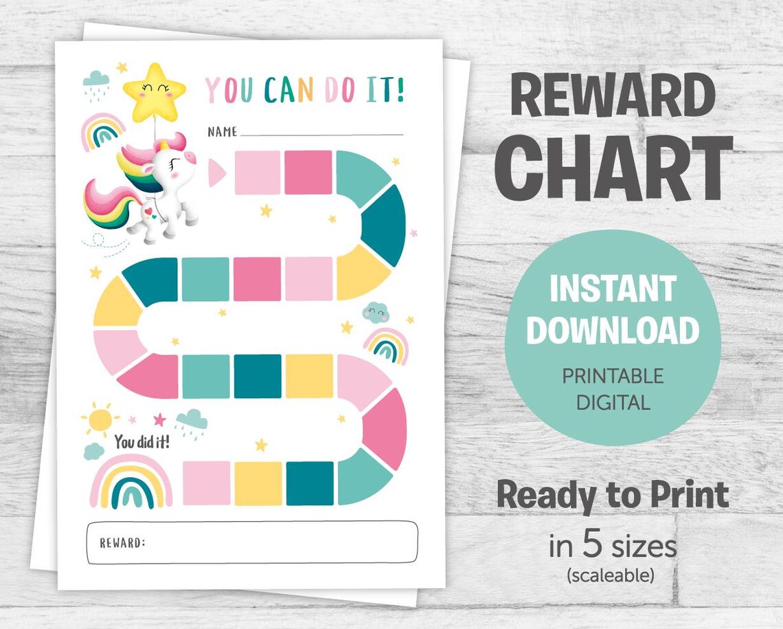 Unicorn Reward Chart, Printable Unicorn Behavior Chart, Kids Routine ...