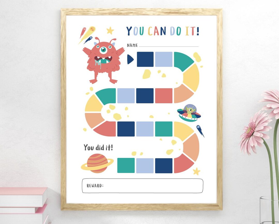 Monster Reward Chart, Printable Space Behavior Chart, Kids Routine ...