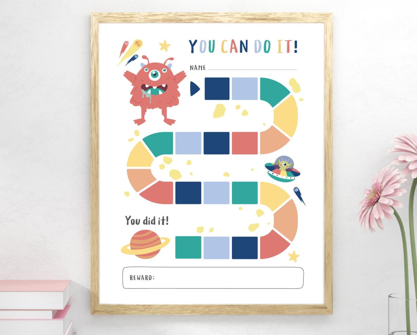 Monster Reward Chart, Printable Space Behavior Chart, Kids Routine ...