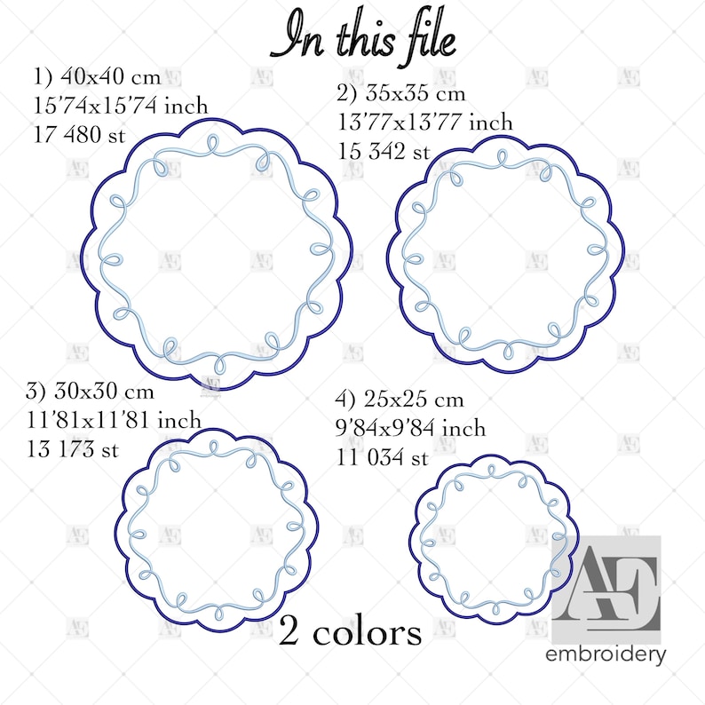Scalloped Napkin Machine Embroidery Design, Round Doily Border Frame ...