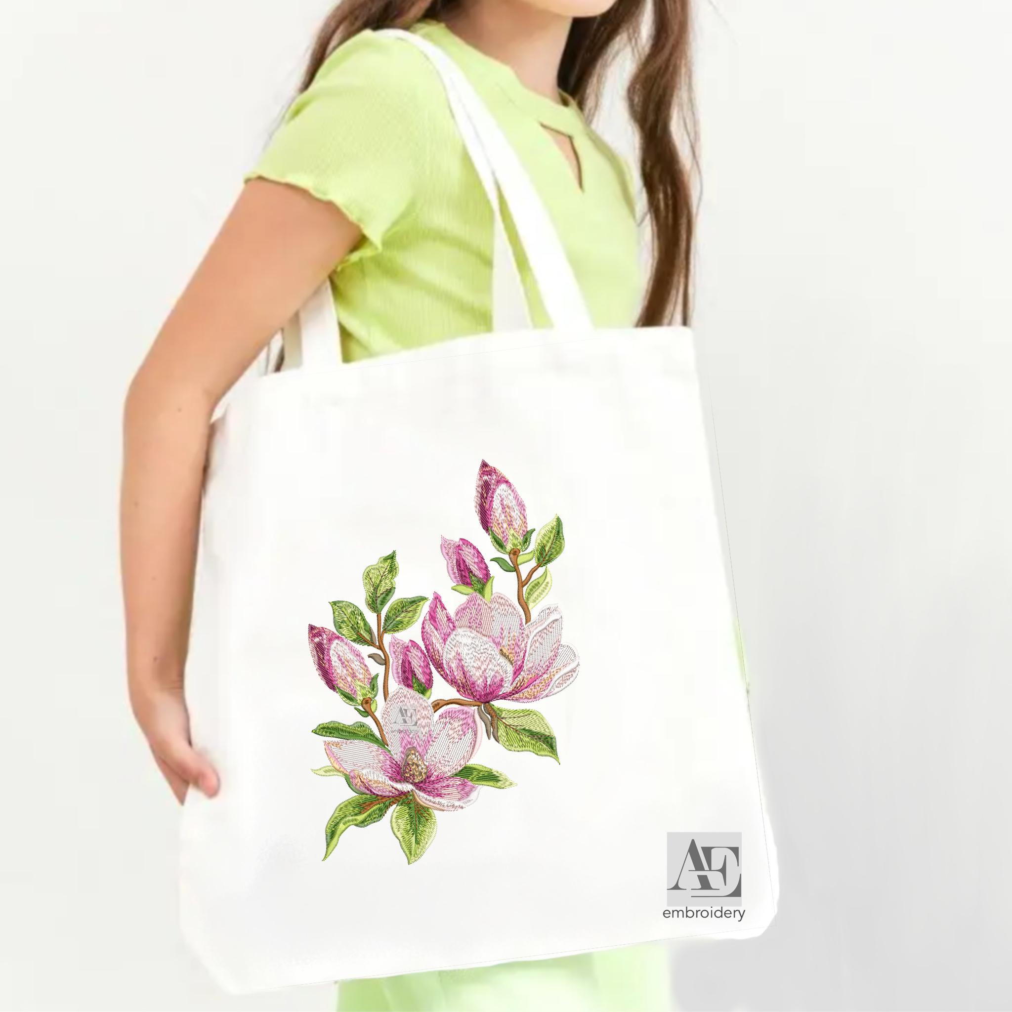 Magnolia Flower Machine Embroidery Design - Floral Embroidery Pattern - Spring Bloom Embroidery ...