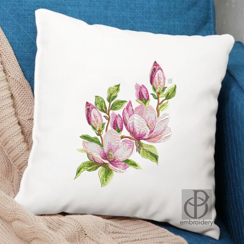 Magnolia Flower Machine Embroidery Design - Floral Embroidery Pattern - Spring Bloom Embroidery ...