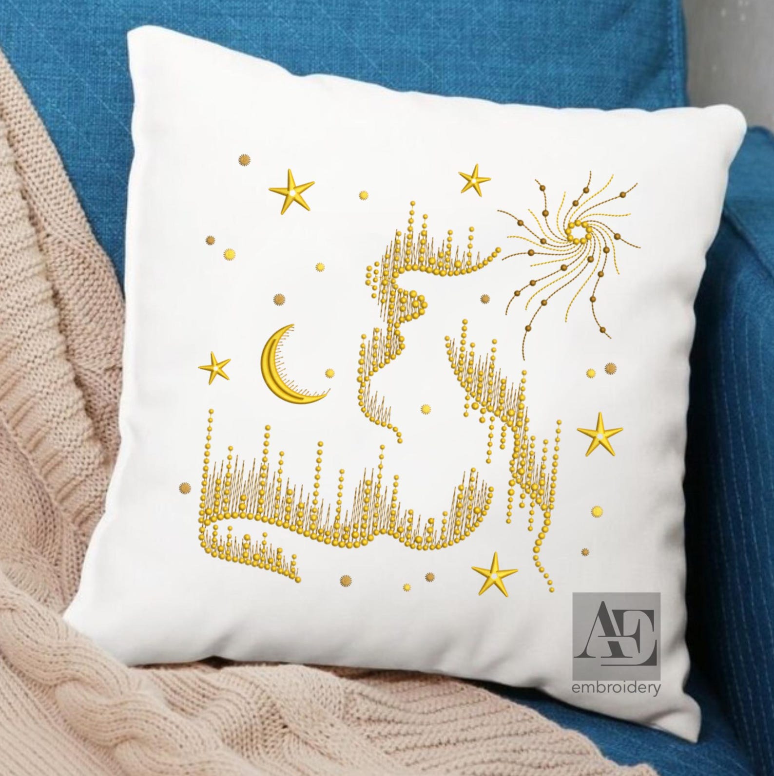 Moon and Stars Machine Embroidery Design - Celestial Stitch Pattern ...