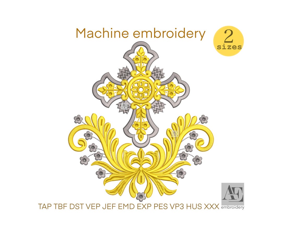 Orthodox Cross Embroidery Design, Baroque Church Symbol, Christian ...