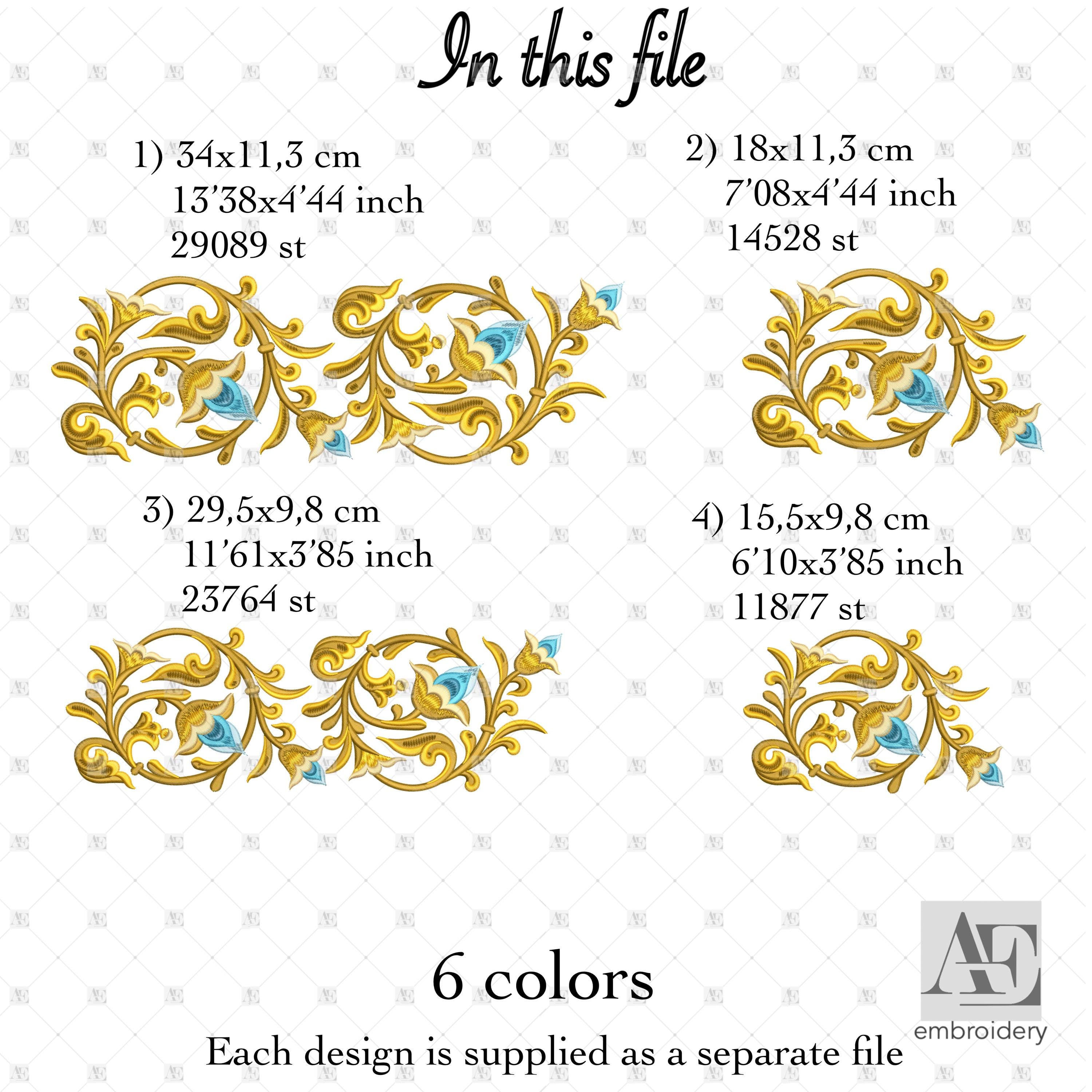 Floral Embroidery, Baroque Design, Gold Embroidery, Floral Border ...
