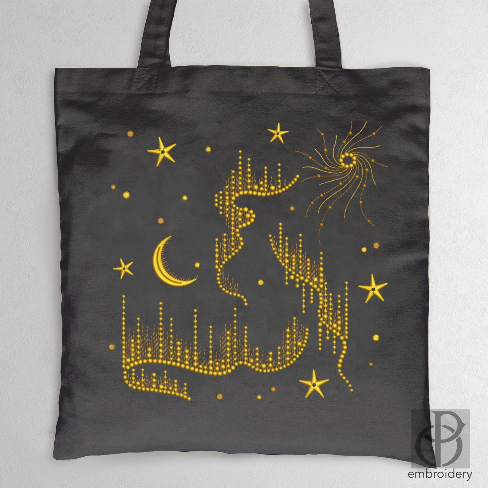 Moon and Stars Machine Embroidery Design - Celestial Stitch Pattern ...