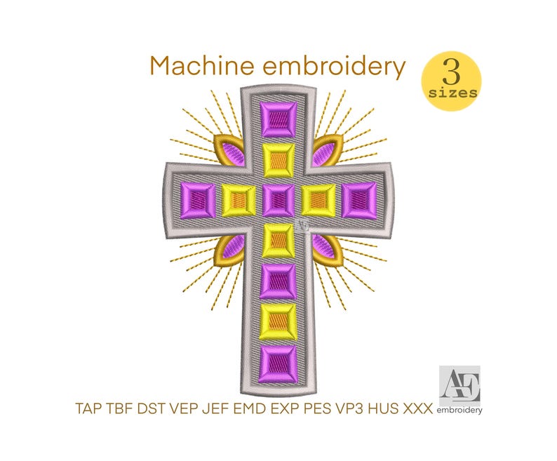 Cross Embroidery Design – Religious Machine Embroidery for Church ...
