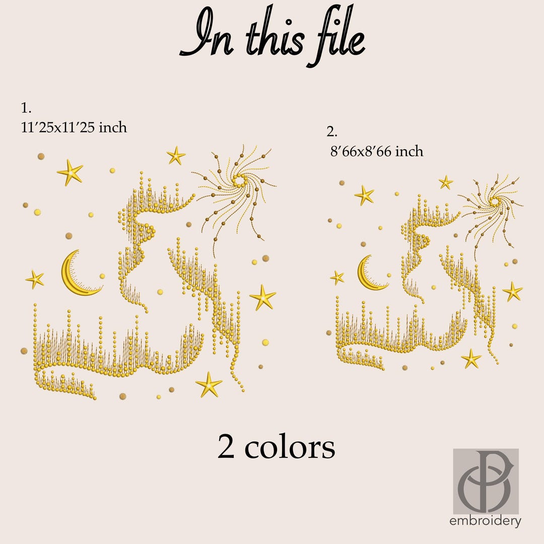 Moon and Stars Machine Embroidery Design Celestial Holiday Stitch ...