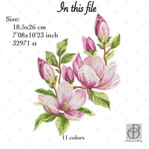 Magnolia Flower Machine Embroidery Design - Floral Embroidery Pattern ...