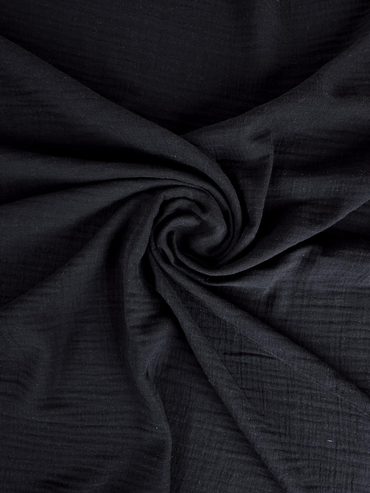Premium Black Muslin Fabric by the Yard Soft, Breathable 100% Cotton ...