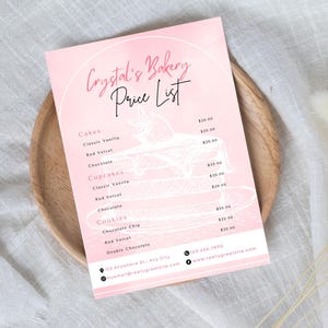 Bakery Price List, Price List Template Bakery, Bakery Menu Template ...