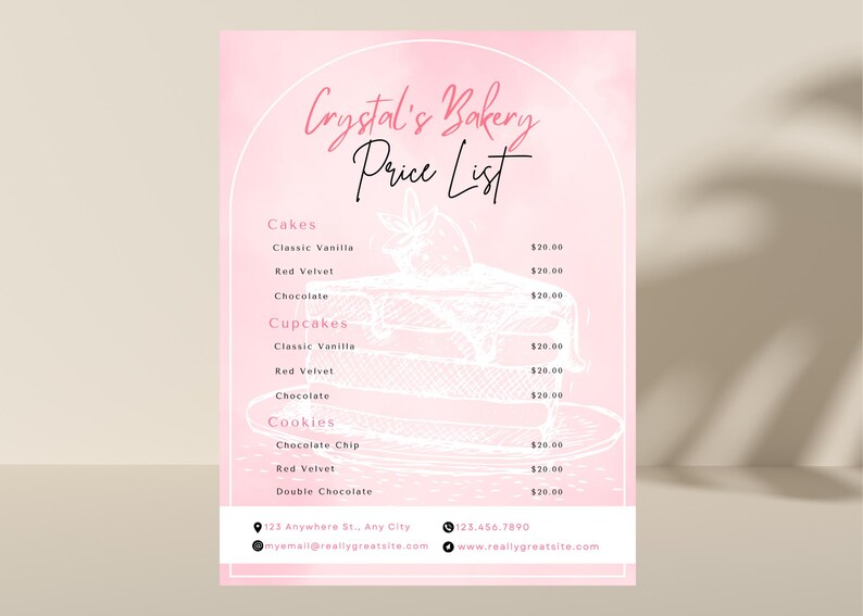 Bakery Price List, Price List Template Bakery, Bakery Menu Template ...