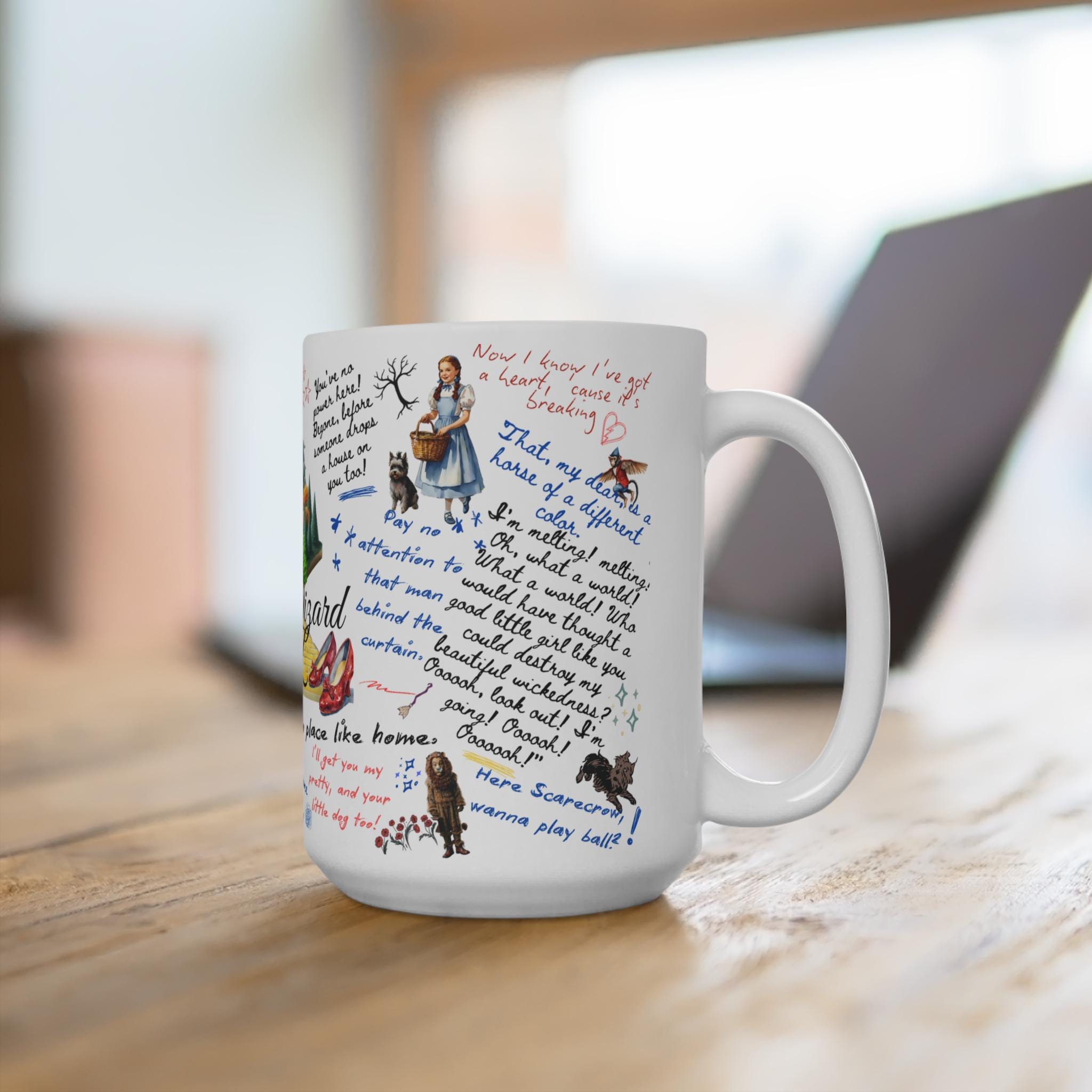 Wizard of Oz Ceramic Mug: Handwritten Quotes & Character Images - Etsy