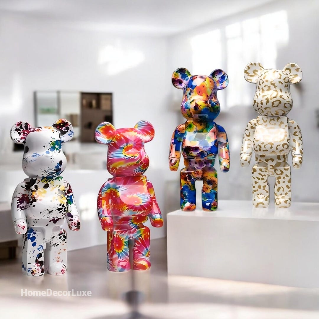 Decorative Bearbrick Bear Statue Modern Art Decor for Desk and Shelf ...