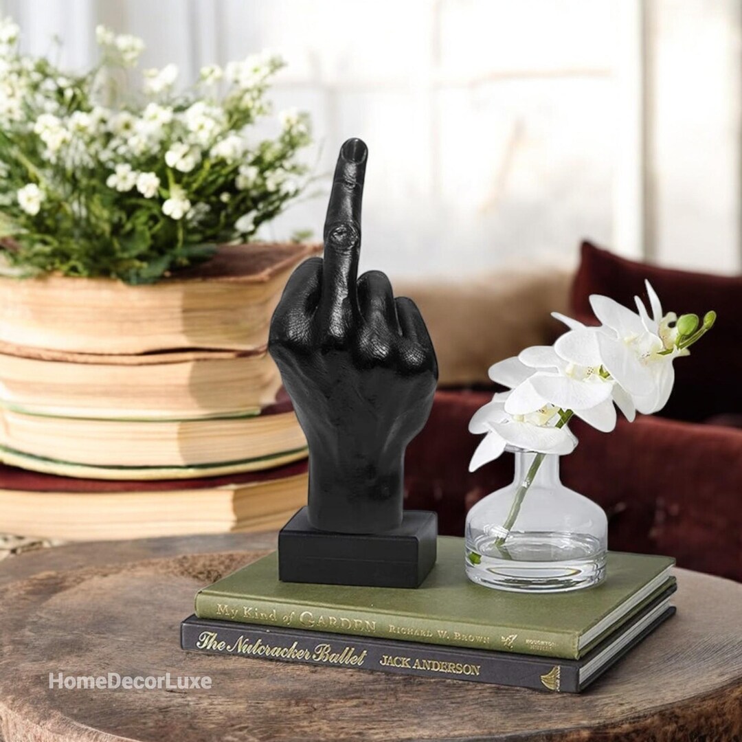 Resin Middle Finger Statue Abstract Expressionism Sculpture L Unique ...