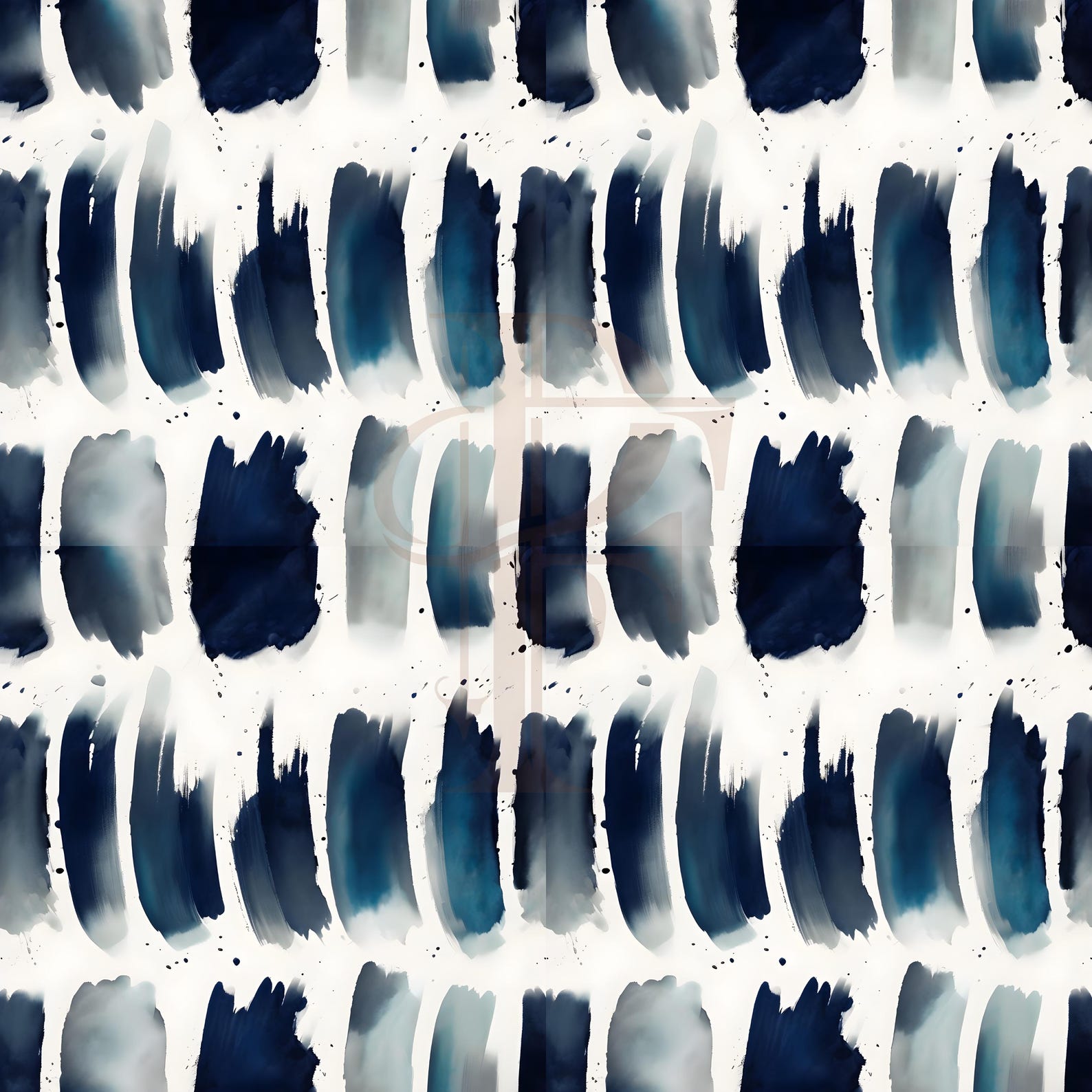 Calligraphy-inspired Seamless Pattern, Deep Indigo & Gray Abstract ...