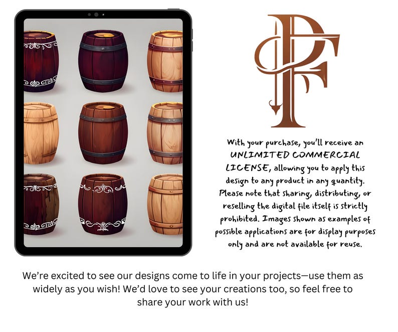 Rustic Wooden Barrel Printable Design, Vintage Barrel Illustrations for ...