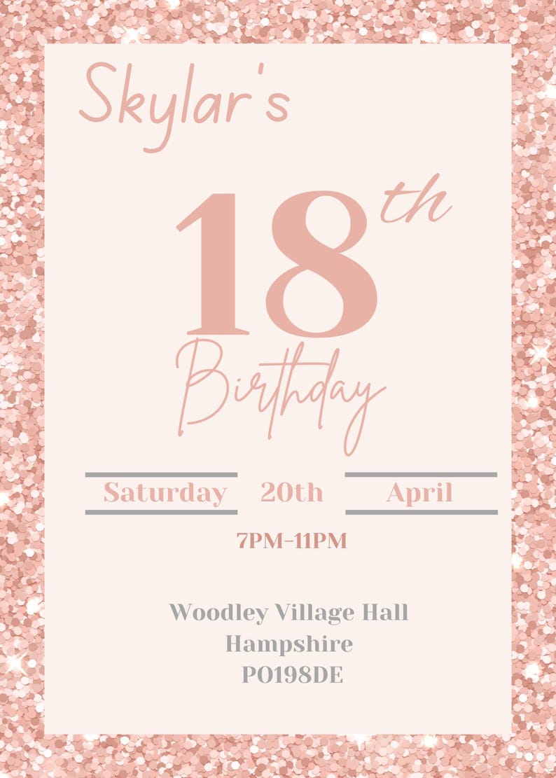 Editable 18th Birthday Party Invitation - Girls 18th Party - Etsy