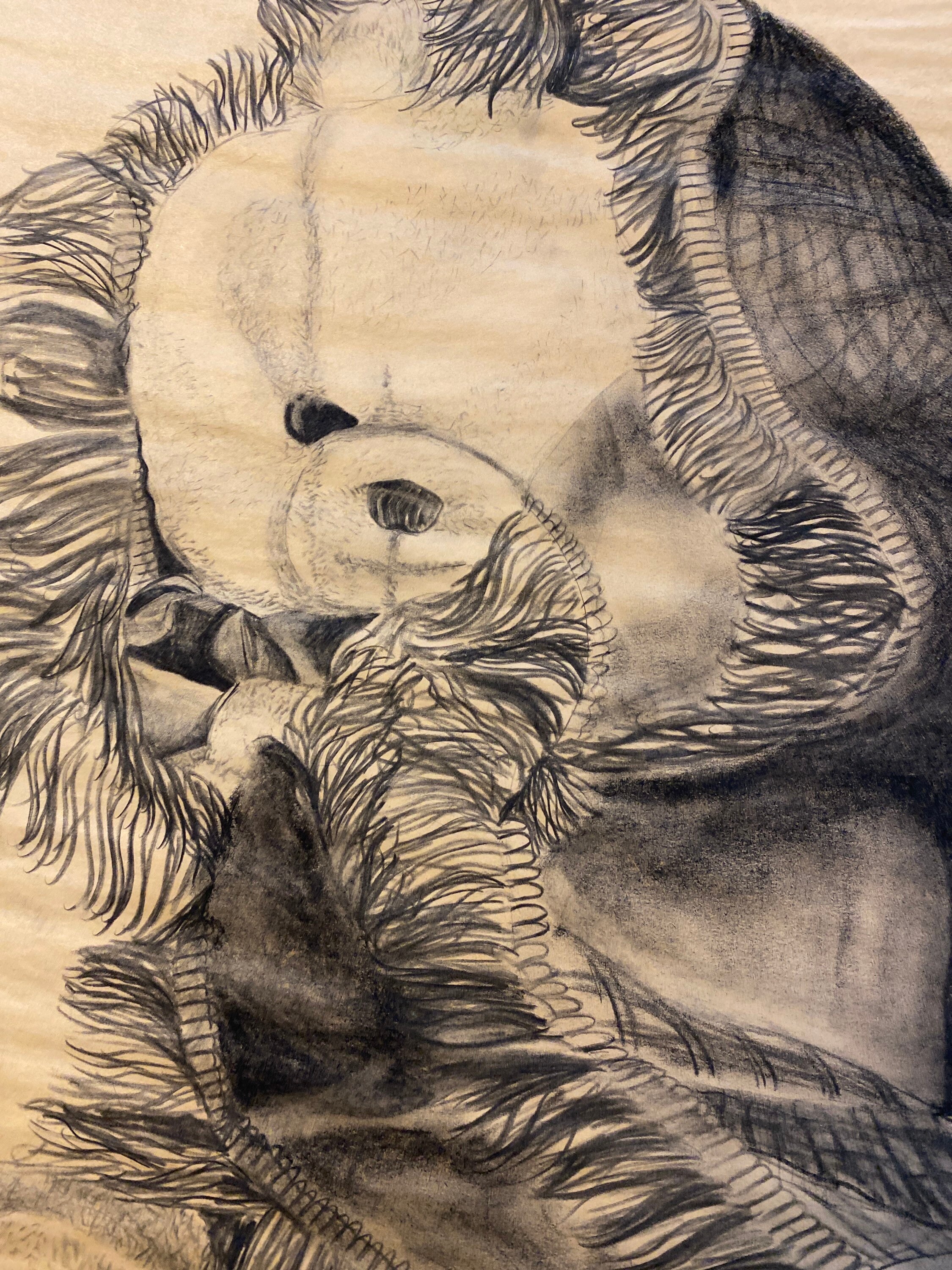 One Eyed Bear Charcoal Drawing in Newsprint 16 X 20 - Etsy