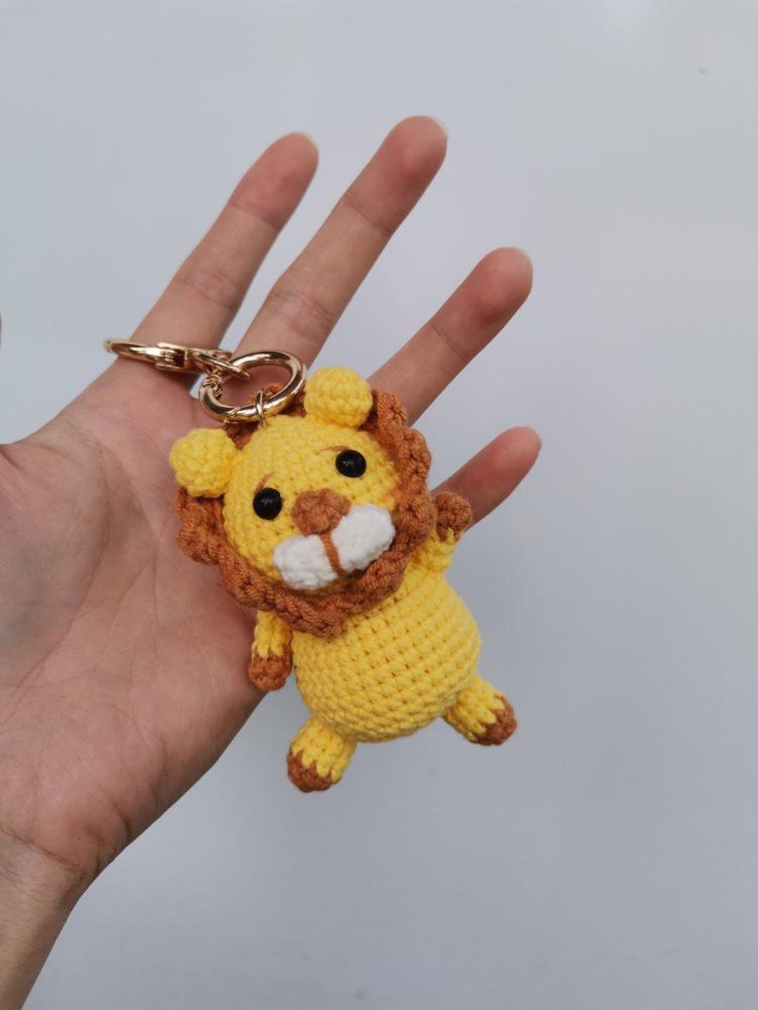 Lion With Body Keychain, Handmade Cute Plush Animal Toy With Short ...