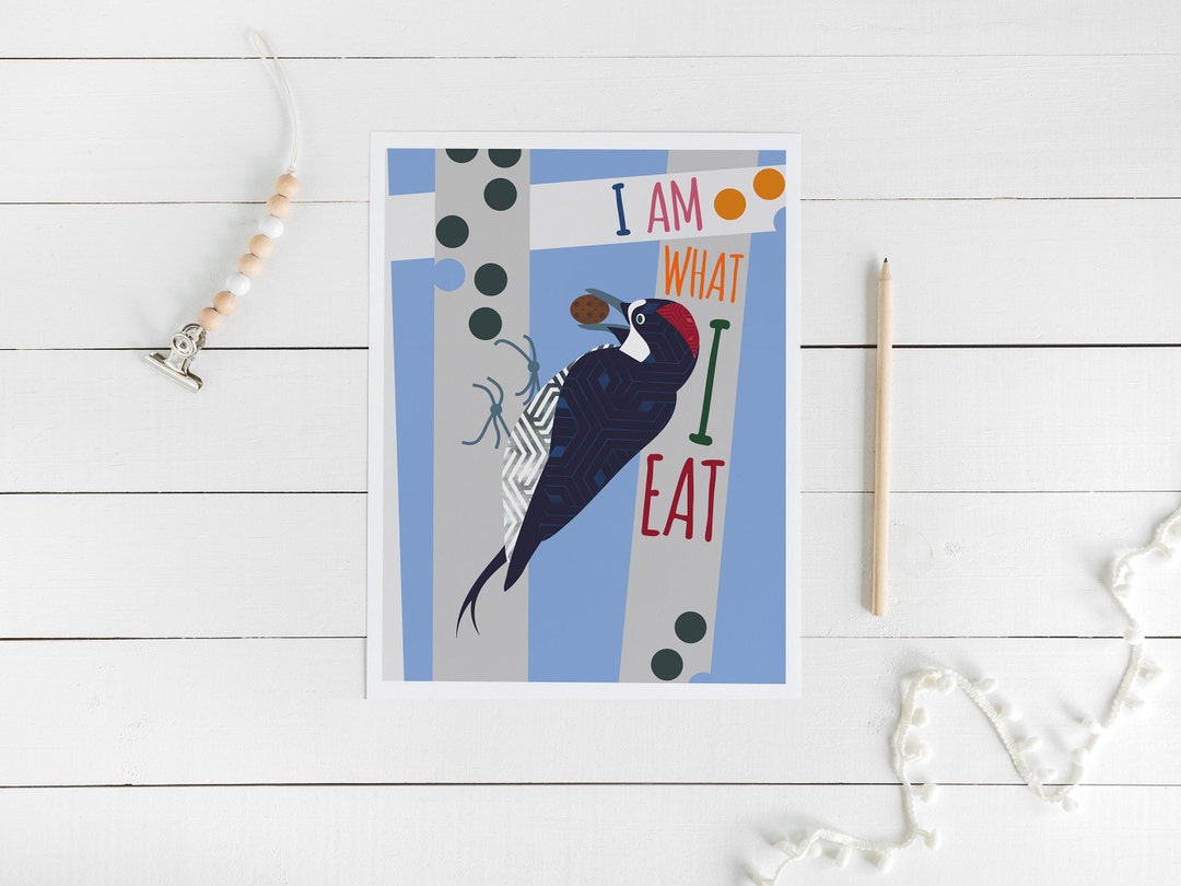 I Am What I Eat Acorn Woodpecker Greeting Card With Envelope - Etsy