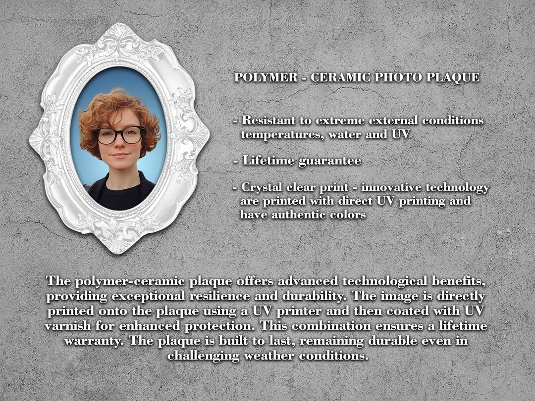 Ceramic Memorial Frame for Grave Photo | White Plaque & Headstone ...