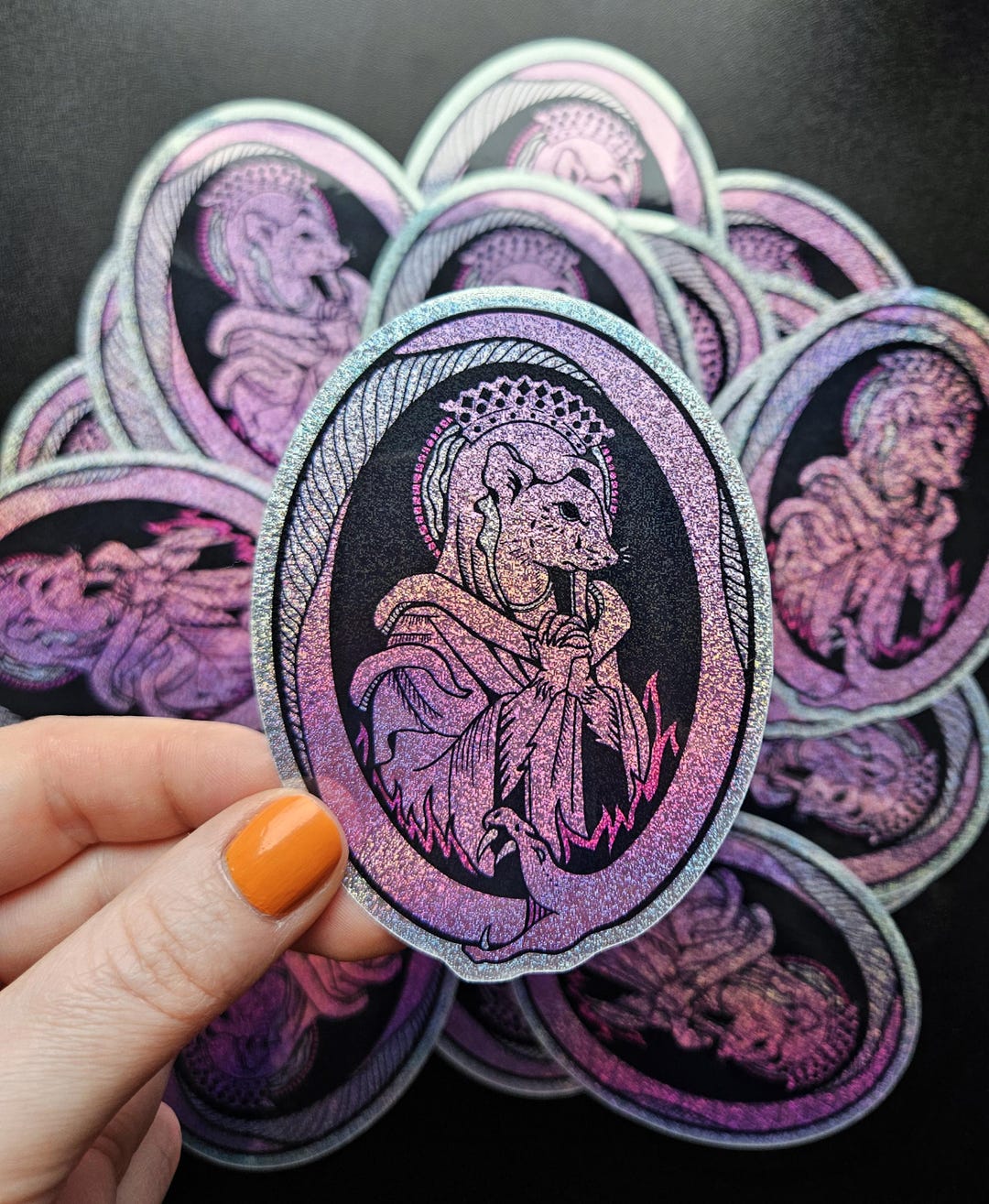 Virgin Mary Rat Glitter Vinyl Sticker - Etsy