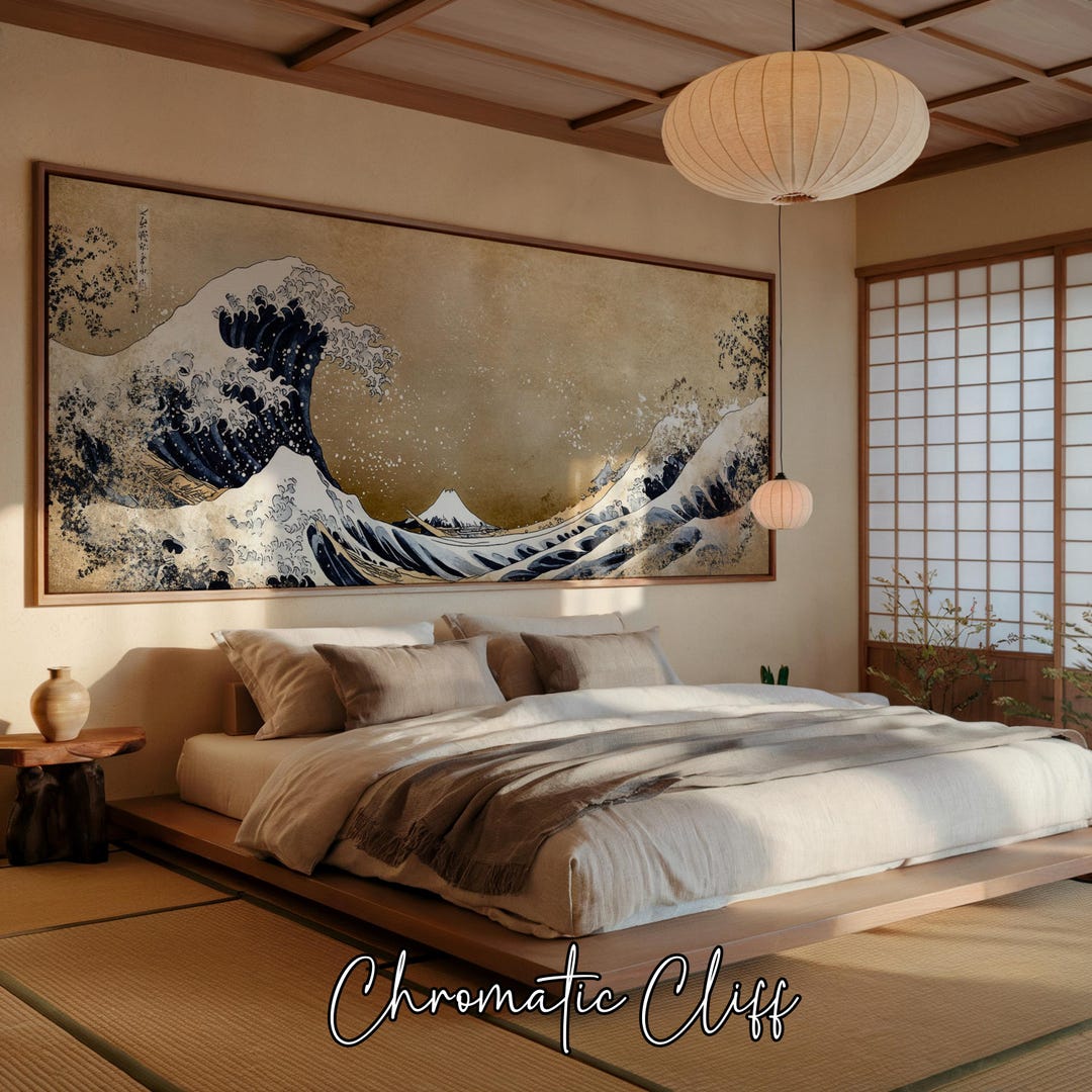 Ukiyo-e Art Great Wave of Kanagawa, Wide Panoramic Print or Printable ...