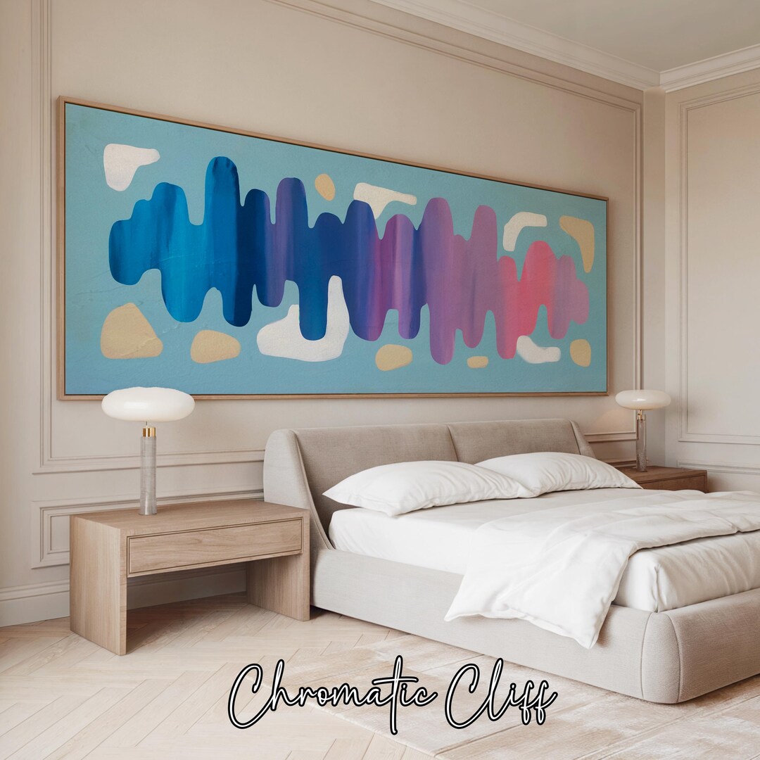 Abstract Soundwave Art, Modern Colorful Painting, Blue to Pink Gradient ...