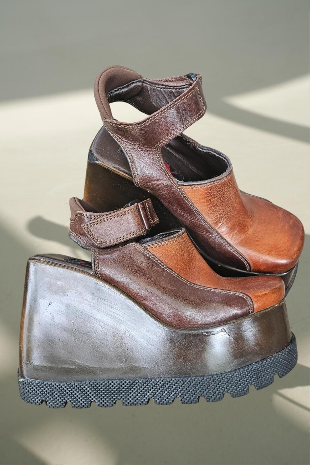 Vintage Hex Brown Platform Shoes Chunky Fits Like 6.5 US - Etsy
