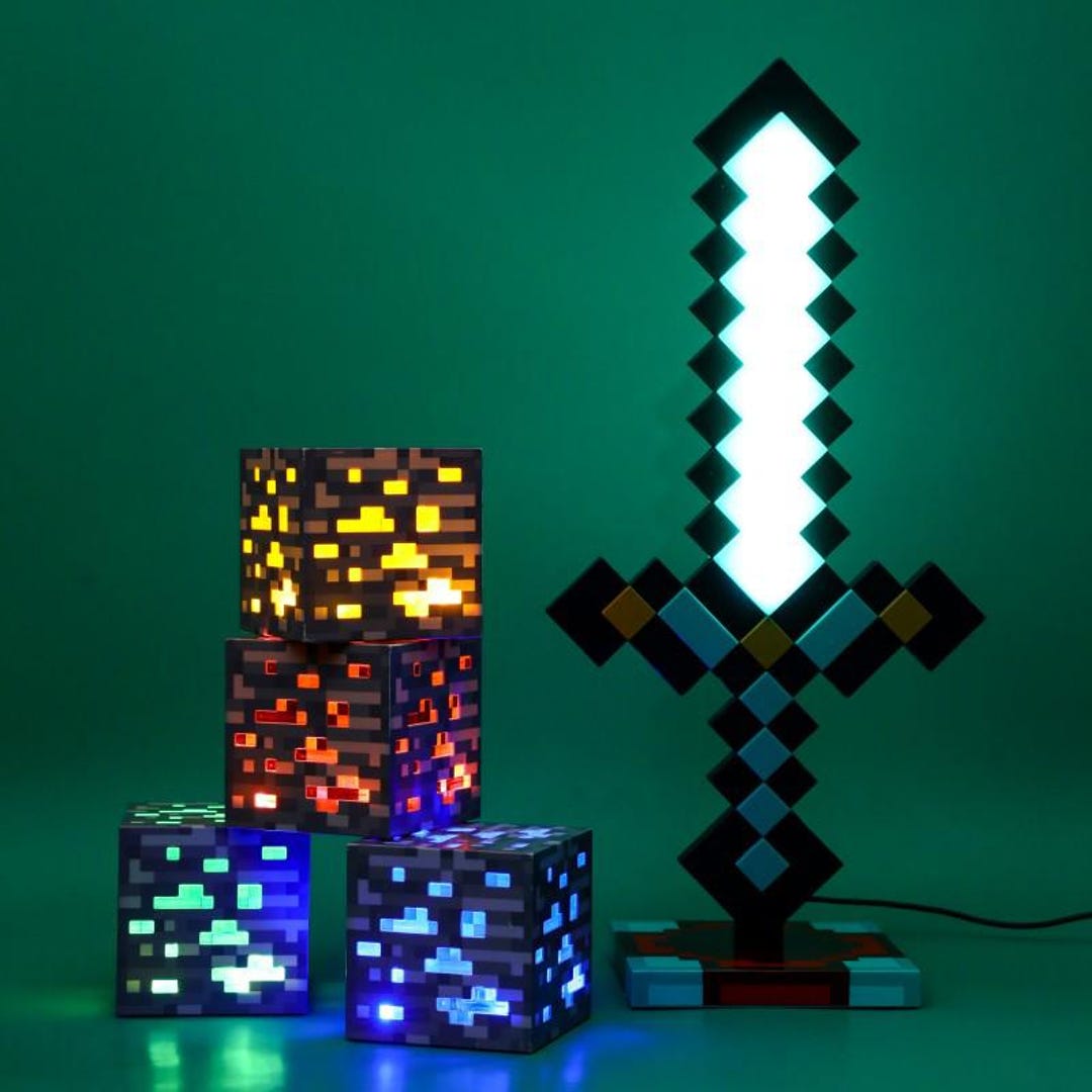 Sound‑activated Pixel Block Night Light – LED Ore Cube Lamp, 4 Colors ...