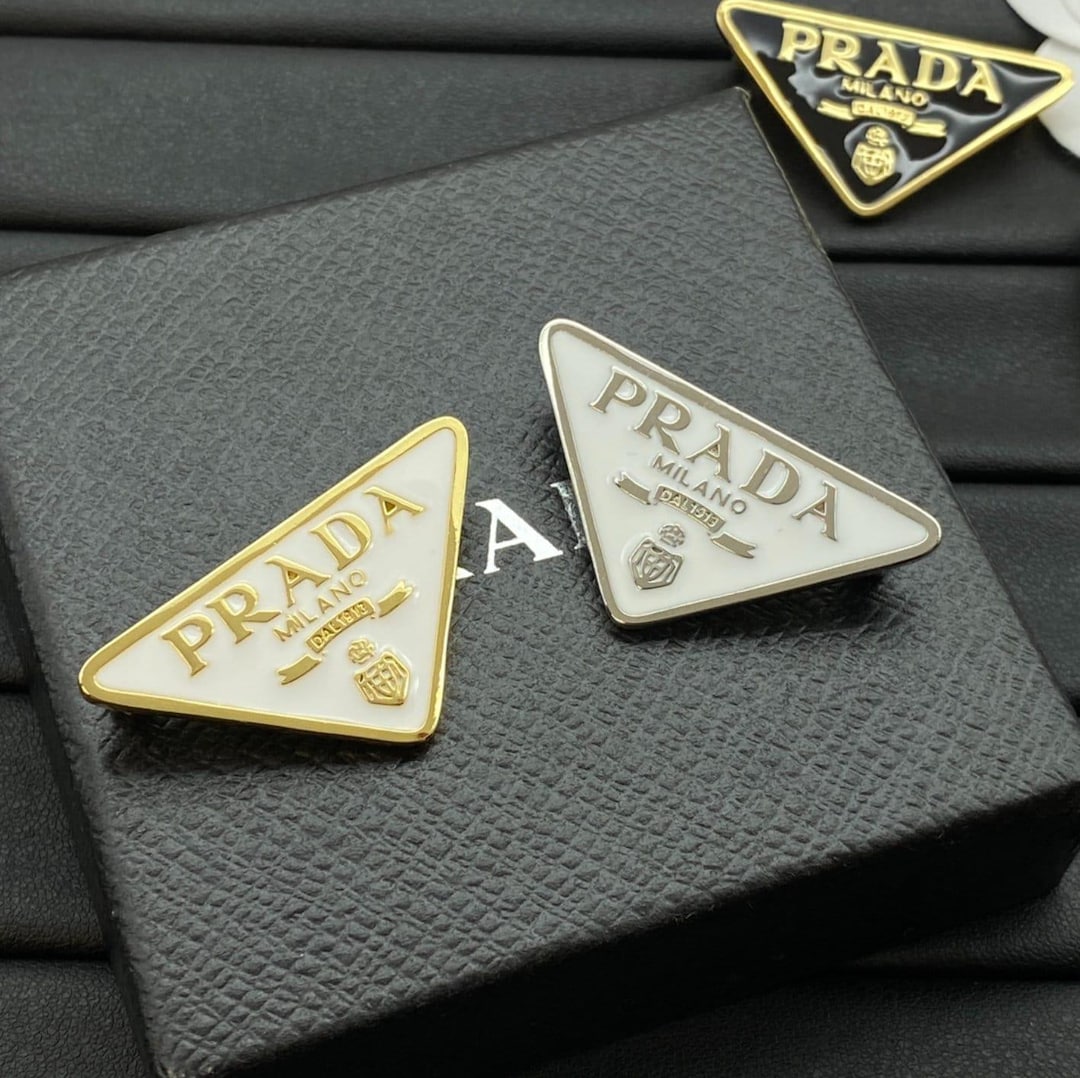 Vintage Prada Triangle Logo Brooch - Authentic Prada Brooch, Elegant ...