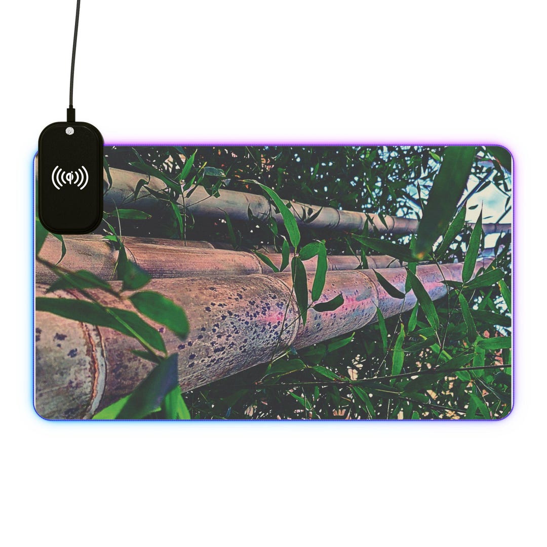 Wireless Charging Mouse Pad, Bamboo Image Desk Mat for Gamers, Eco ...