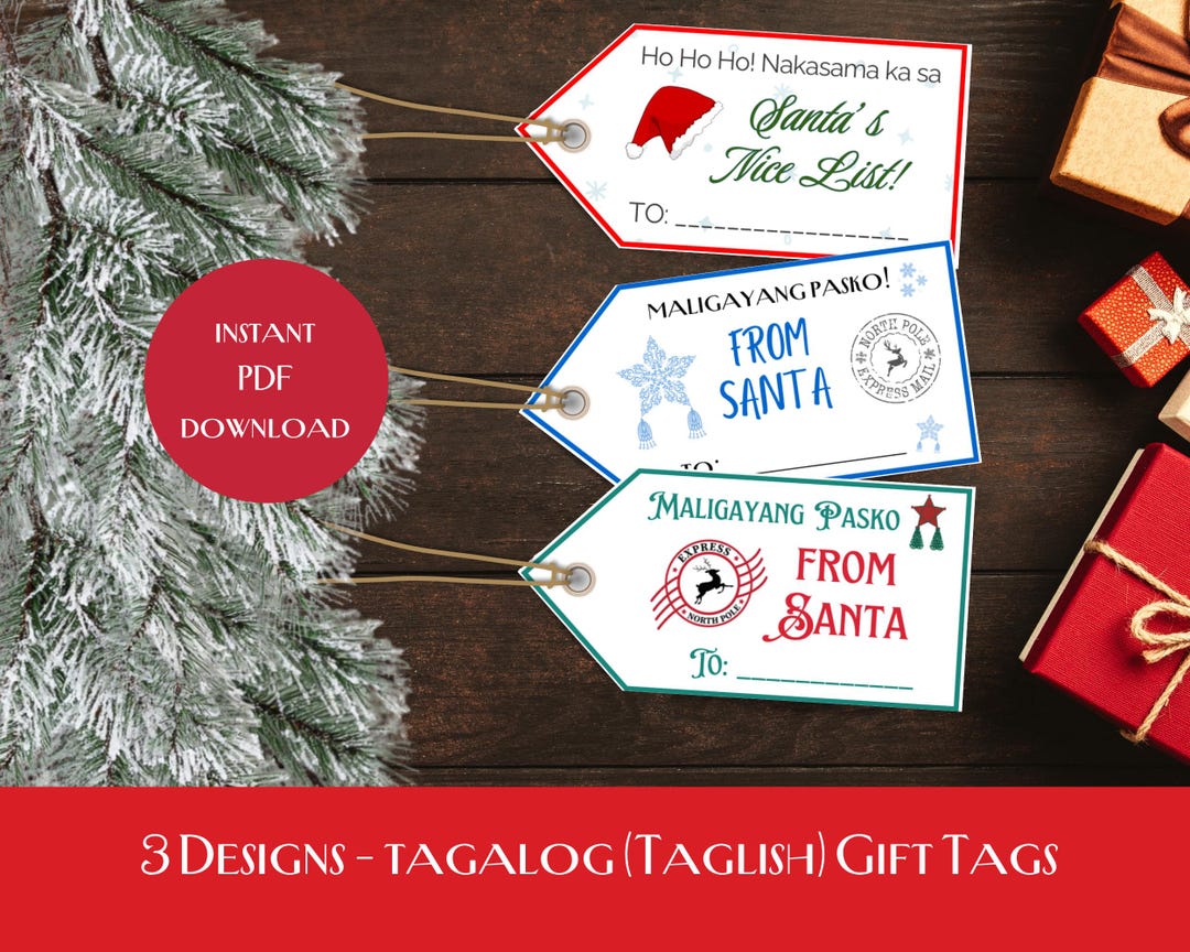 Printable Tagalog Christmas Gift Tag, Maligayang Pasko Gift Tags, From ...