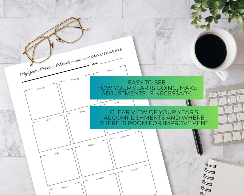 Personal Growth Calendar Year, Printable Monthly Calendar, Personal ...