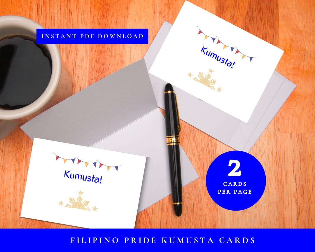 Kumusta Card, Tagalog Greeting Card, Invitation, Blank Inside ...