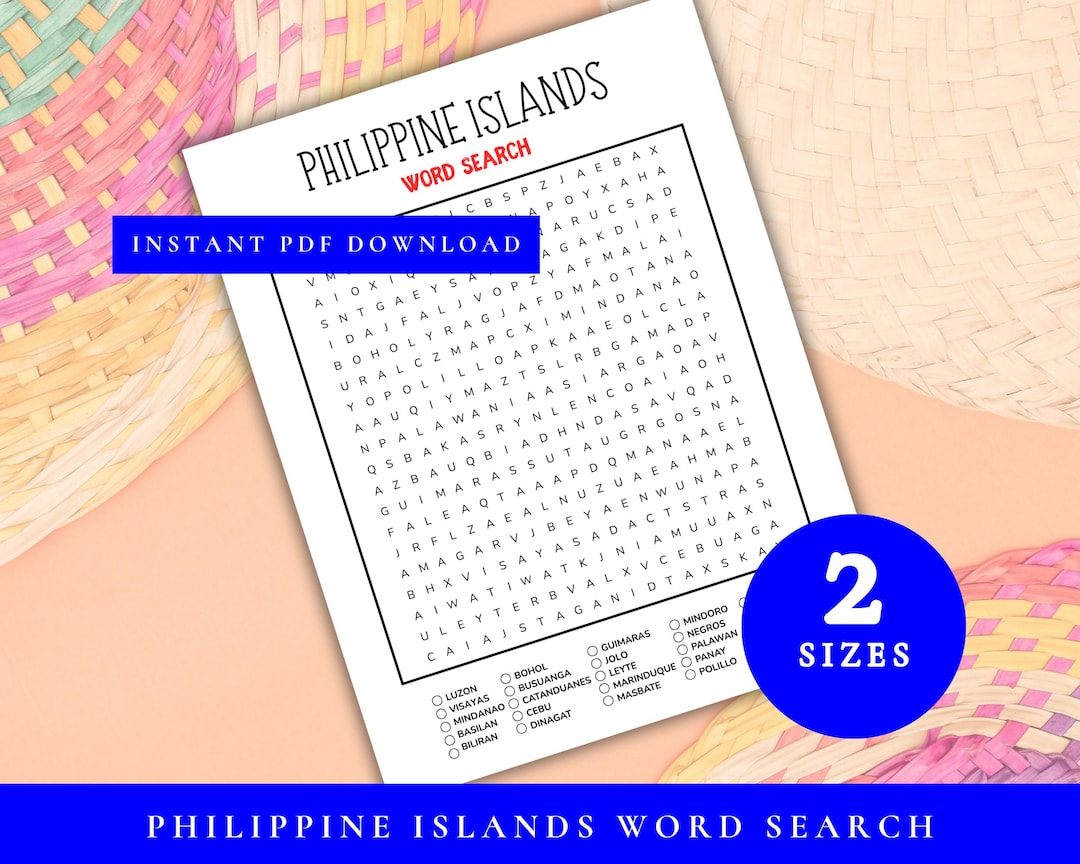 Tagalog Word Search, Philippine Islands Word Search, Word Search ...