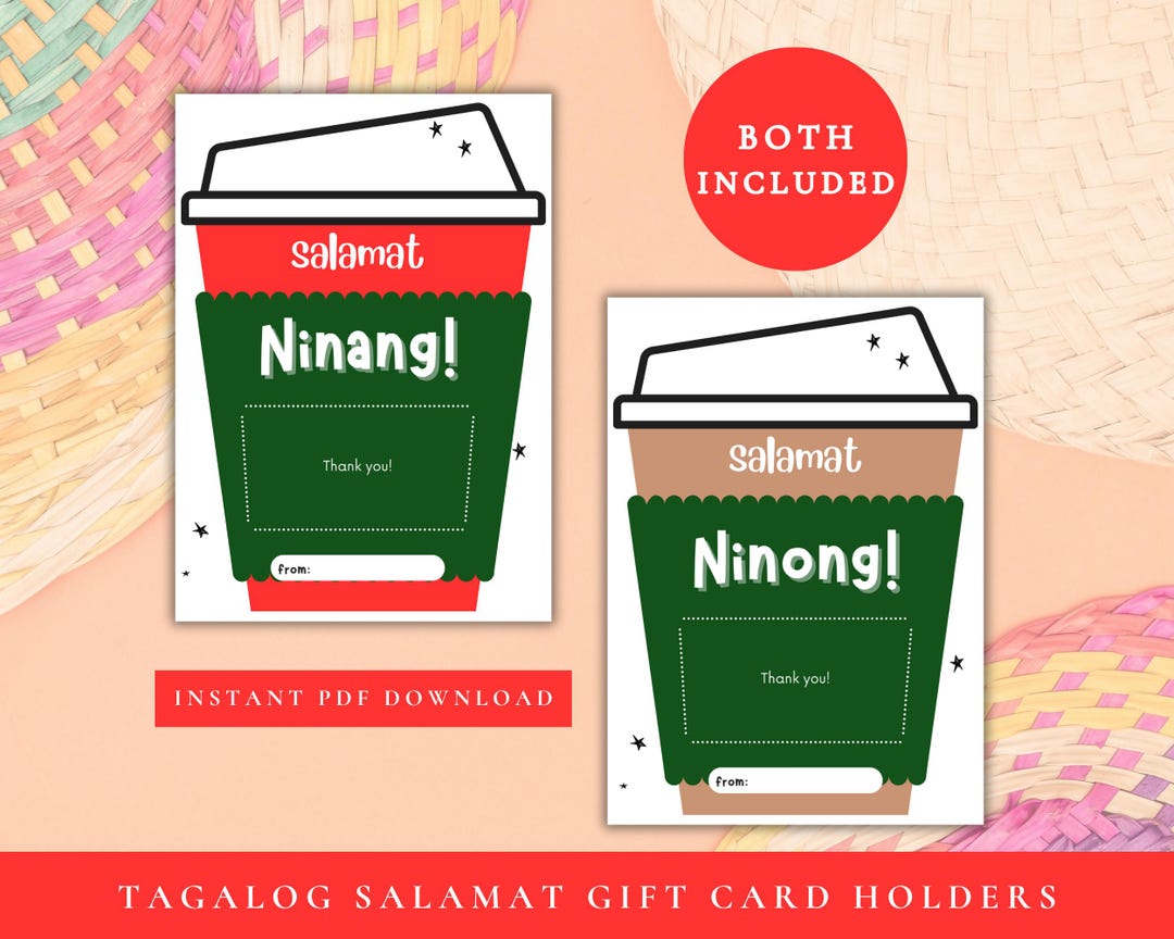 Tagalog Gift Card Holder, Salamat Ninang, Salamat Ninong, Filipino Gift ...