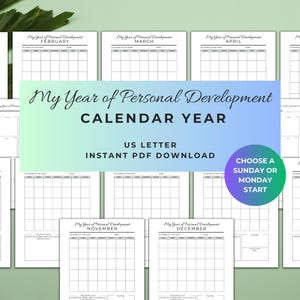Personal Growth Calendar Year, Printable Monthly Calendar, Personal ...