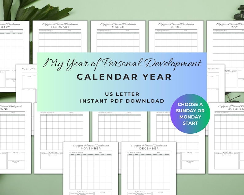 2025 Personal Growth Calendar, Printable Monthly Calendar, Personal ...