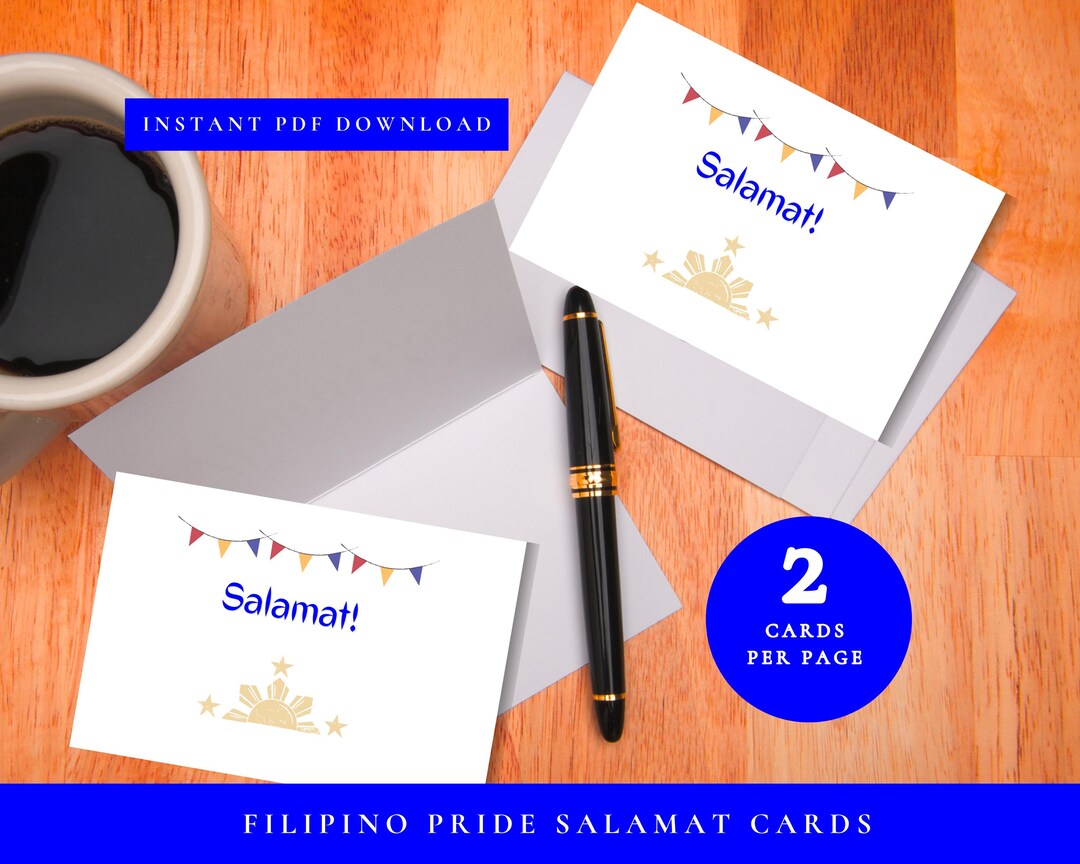Salamat Thank You Card, Tagalog Thank You, Blank Thank You Card ...