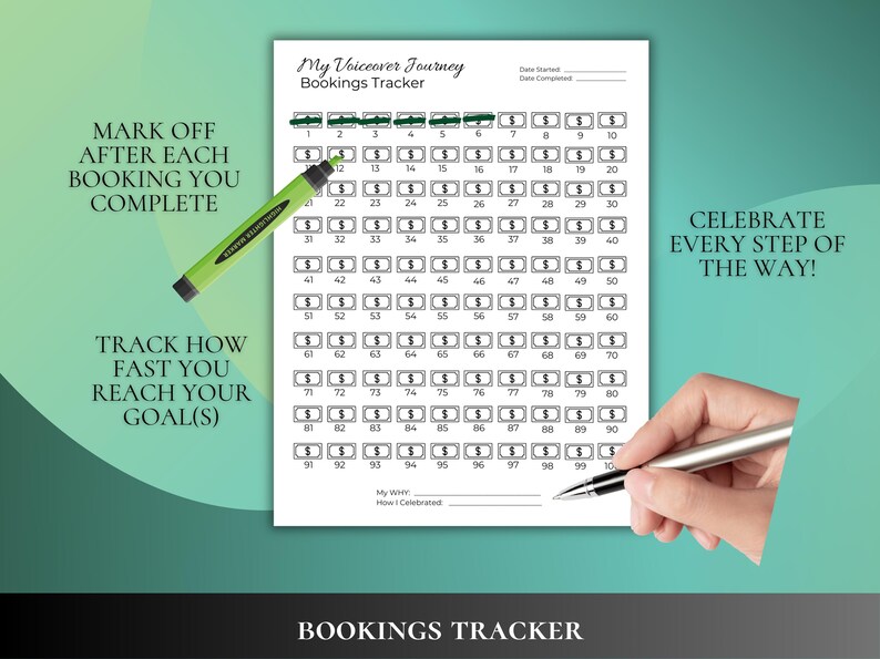 Printable Trackers for Voiceovers, Auditions Tracker, Bookings Tracker ...