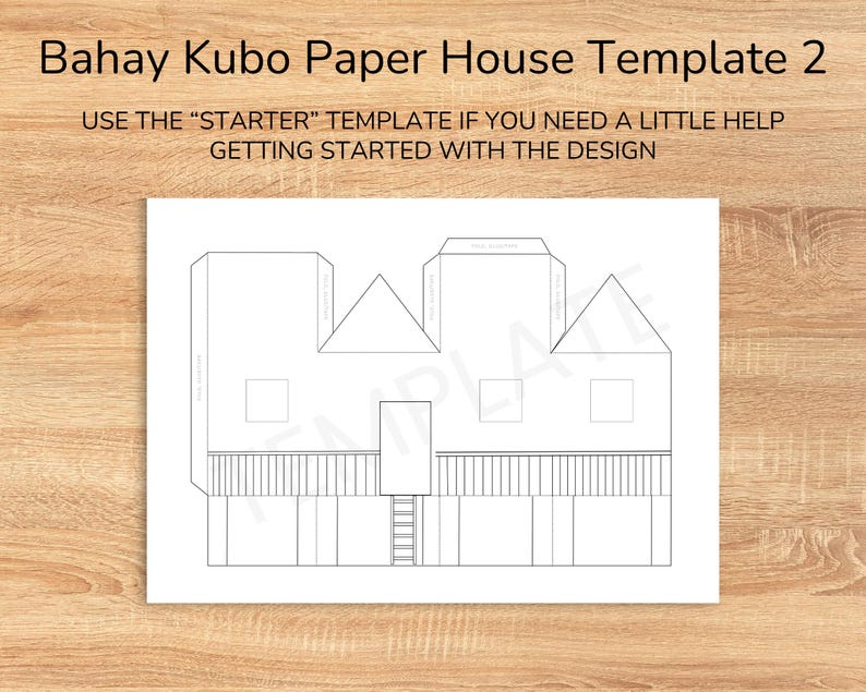 Printable Paper House Template, Bahay Kubo Paper House, Filipino Craft ...